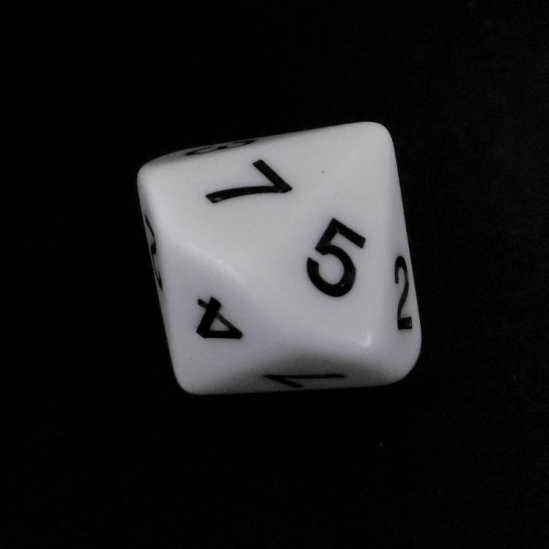 Opaco - Dado d7 a 14 facce (Bianco / Nero)