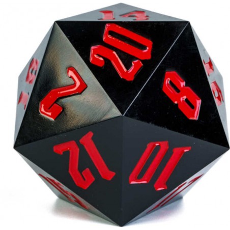 Dado a 20 facce da 55 mm: Nero / Rosso