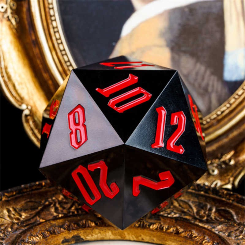 Dado a 20 facce da 55 mm: Nero / Rosso