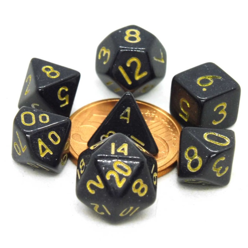 Set di Dadi Mini: Glitter Nero / Bianco